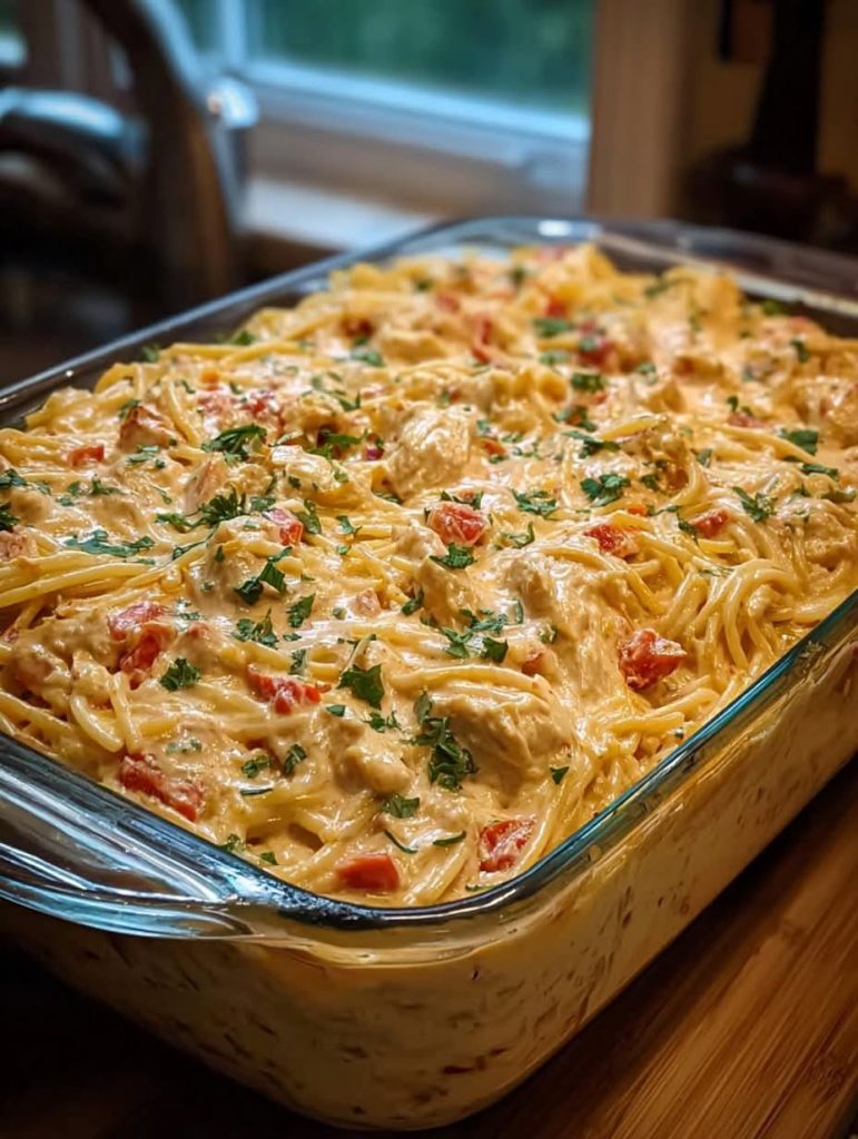 Creamy Rotel Chicken Spaghetti Casserole – Recipes Pro